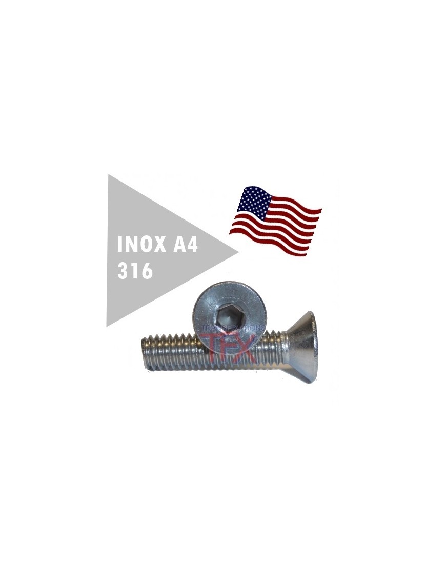 Vis américaine UNC-UNF FHC en inox A4, inox 316. Filetage UNC (STANDARD ...
