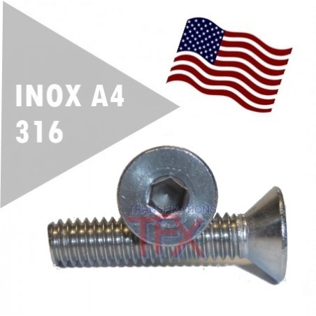 Vis américaine UNC-UNF FHC en inox A4, inox 316. Longueur 1/2-12.700mm ...