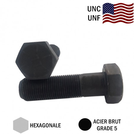 Vis américaine TH UNC-UNF en acier brut grade 5 Longueur 1/2-12.700mm ...